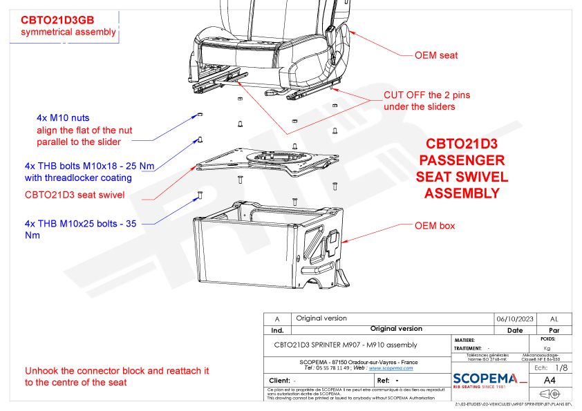 RIB Mercedes Sprinter 907 2019+ Single Seat Swivel – OFFSET