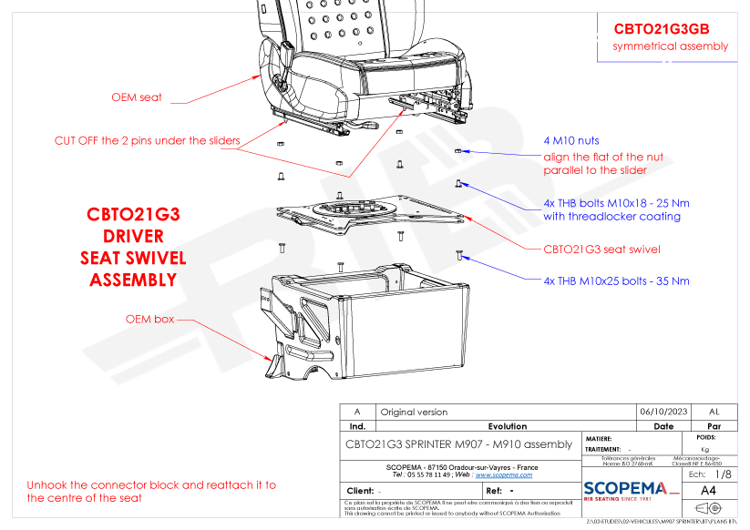 RIB Mercedes Sprinter 907 2019+ Single Seat Swivel – OFFSET